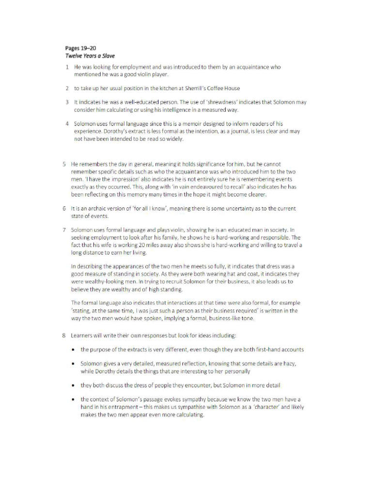 Answer Twelve Years A Slave | PDF