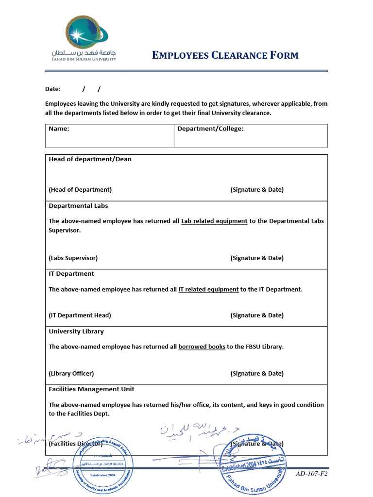 University Employee Clearance Form | PDF | Telecommunications | Service ...
