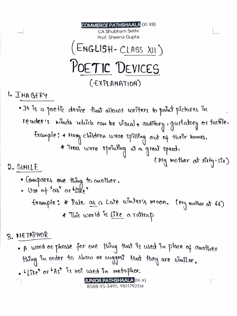 Poetic Devices (Eng-XII) | PDF