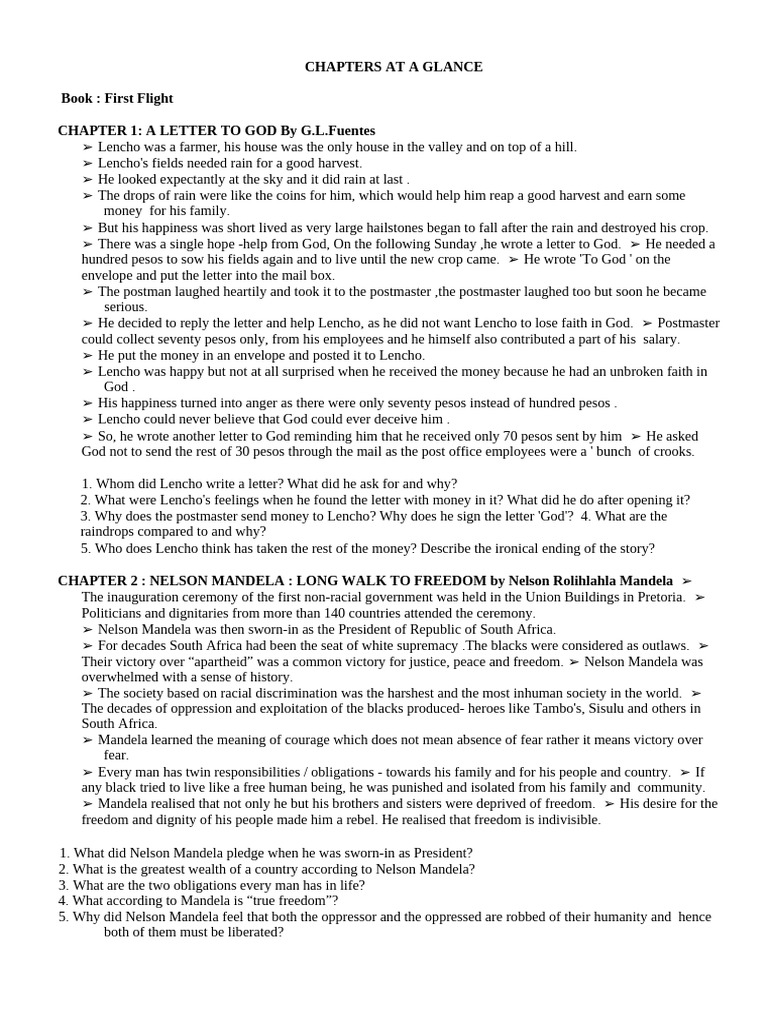 Chapters at A Glance - Last Minute Revision X ENG | PDF | Poetry ...