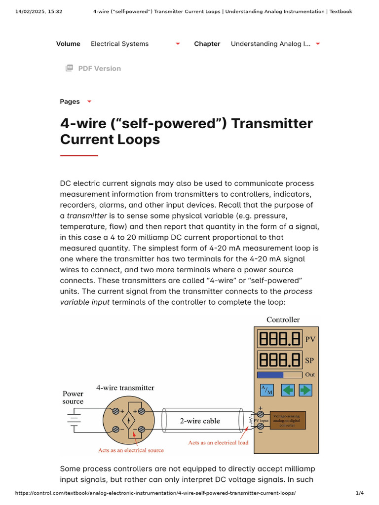 4-Wire ("Self-Powered") Transmitter Current Loops - Understanding Analog Instrumentation ...