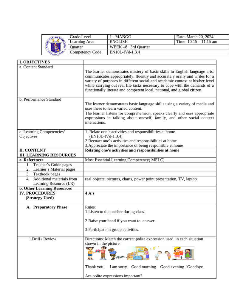 Cot 3 DLP Lou English1 Q3W8 | PDF | Learning | Behavior Modification