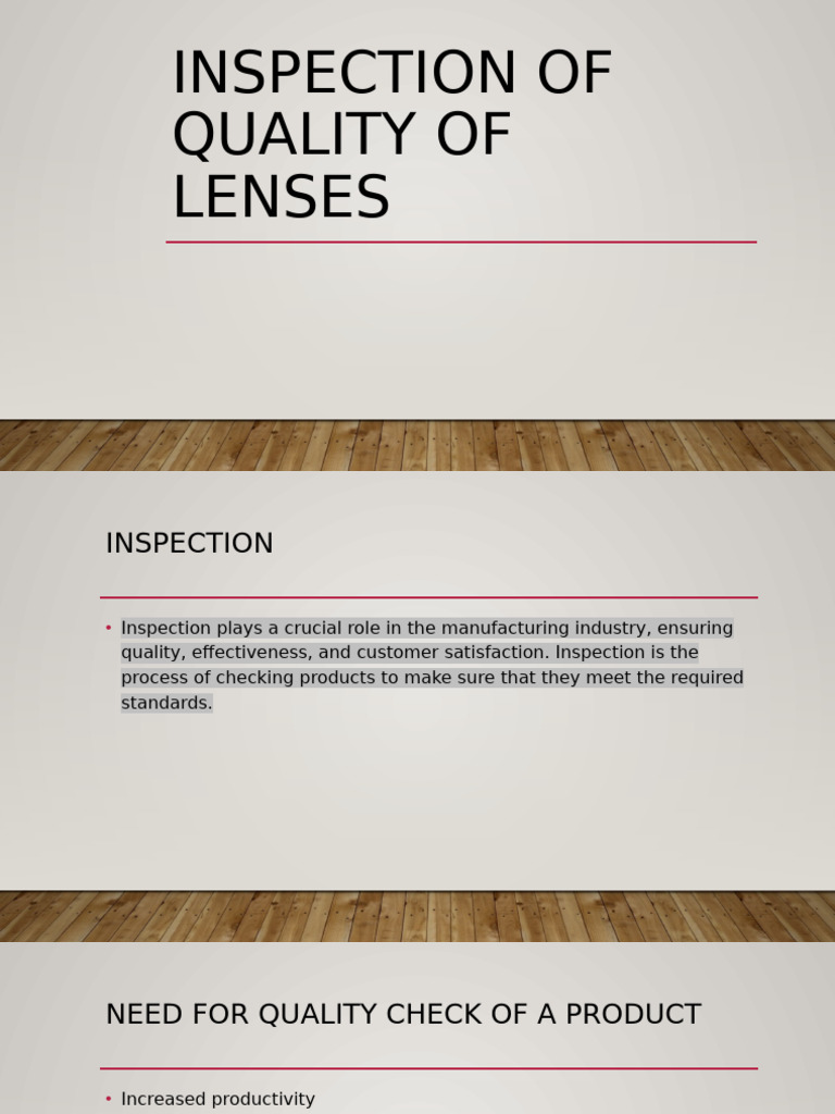 Inspection of Quality of Lenses | PDF
