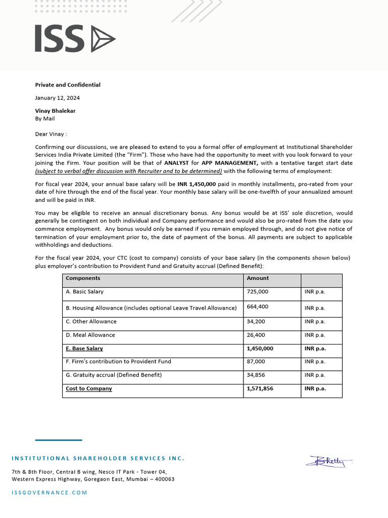 Employment Offer for Analyst Position | PDF | Legal Remedy | Salary