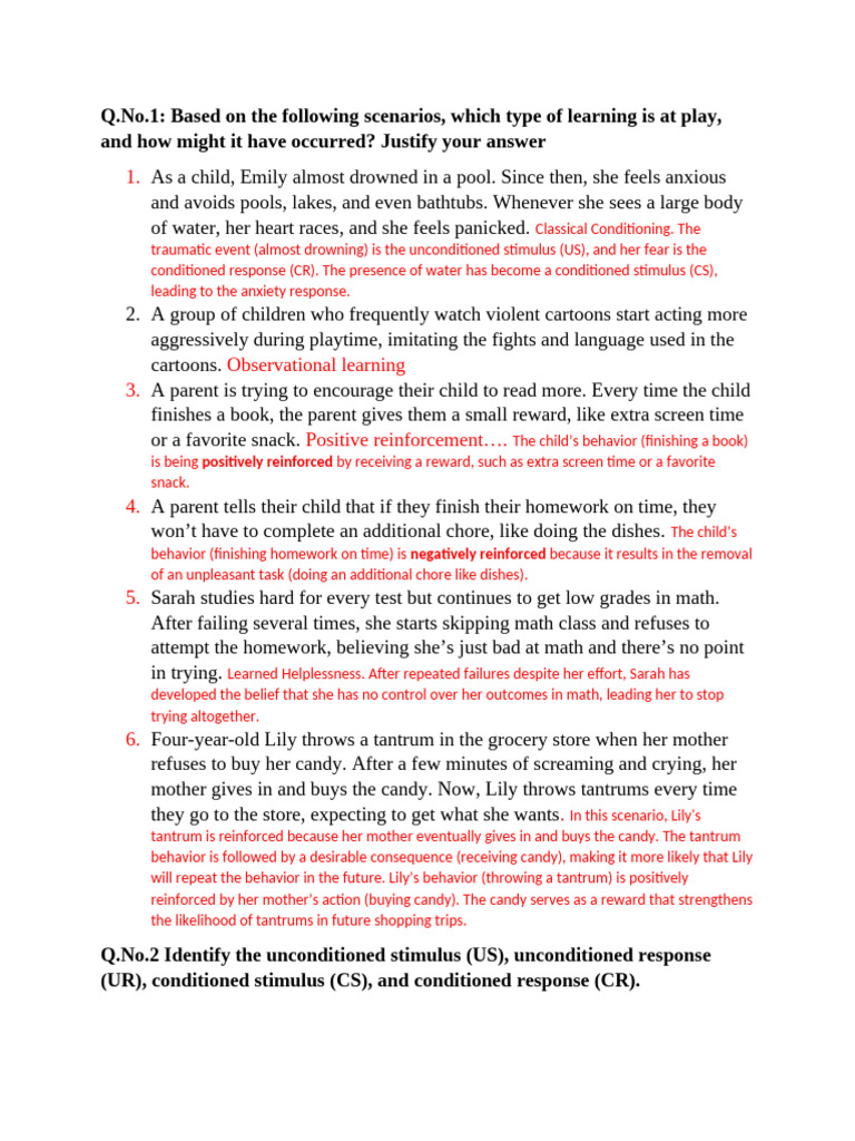 Learning Types and Conditioning Examples | PDF | Classical Conditioning ...