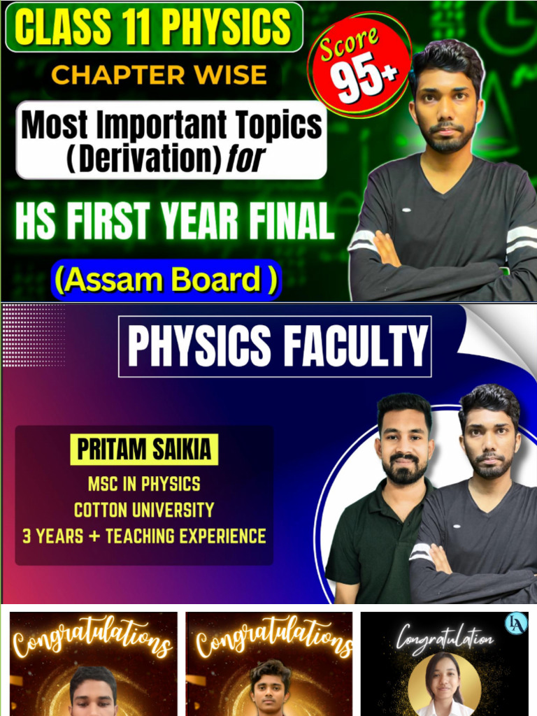 Class 11 Physics Important Topics and Derivations | PDF