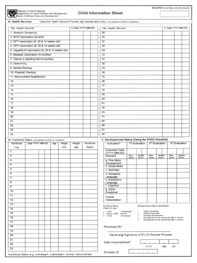 Child Information Sheet (CIS) | PDF
