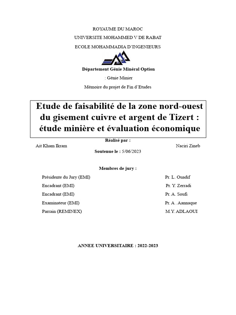 Faisabilité du gisement Tizert | PDF | Exploitation minière | Minéral