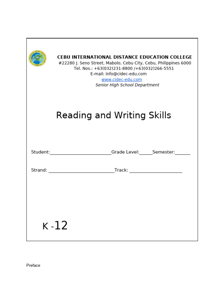 Final Reading Writing Skills 1 | PDF | Reading Comprehension | Fluency