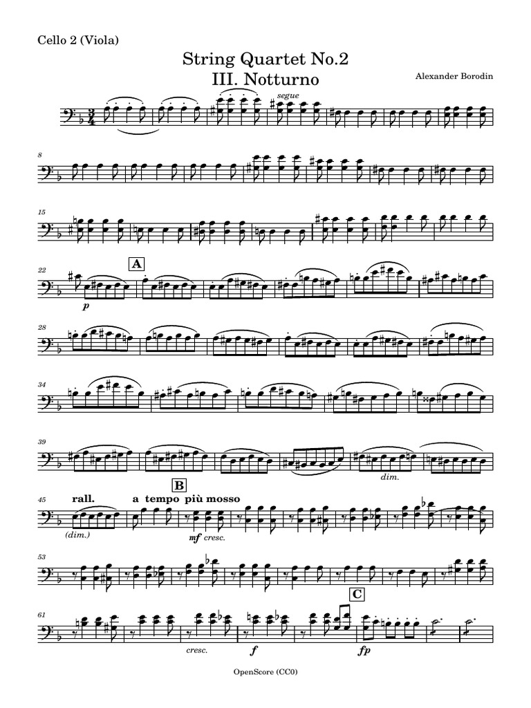 String Quartet No.2 Aleksandr Borodin - BudgetCello | PDF | Musical Compositions | Classical ...