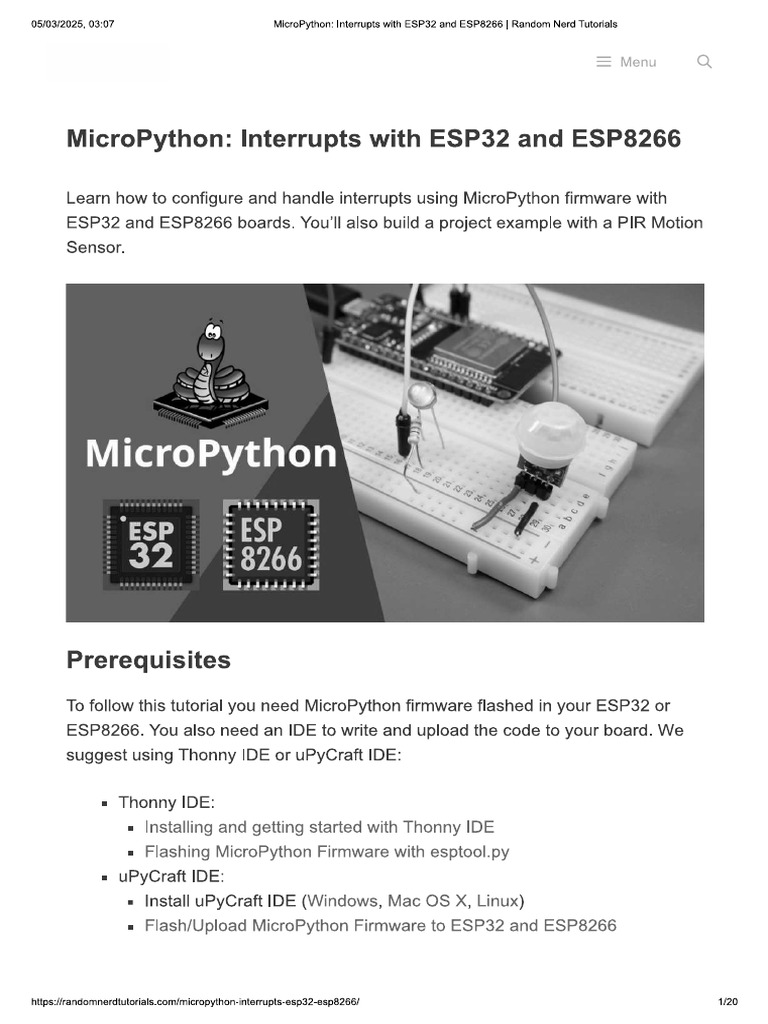 MicroPython Interrupts With ESP32 and ESP8266 | PDF