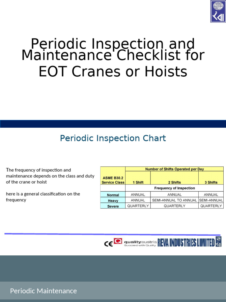 EOT Crane Inspection and Maintenance Guide | PDF | Crane (Machine ...