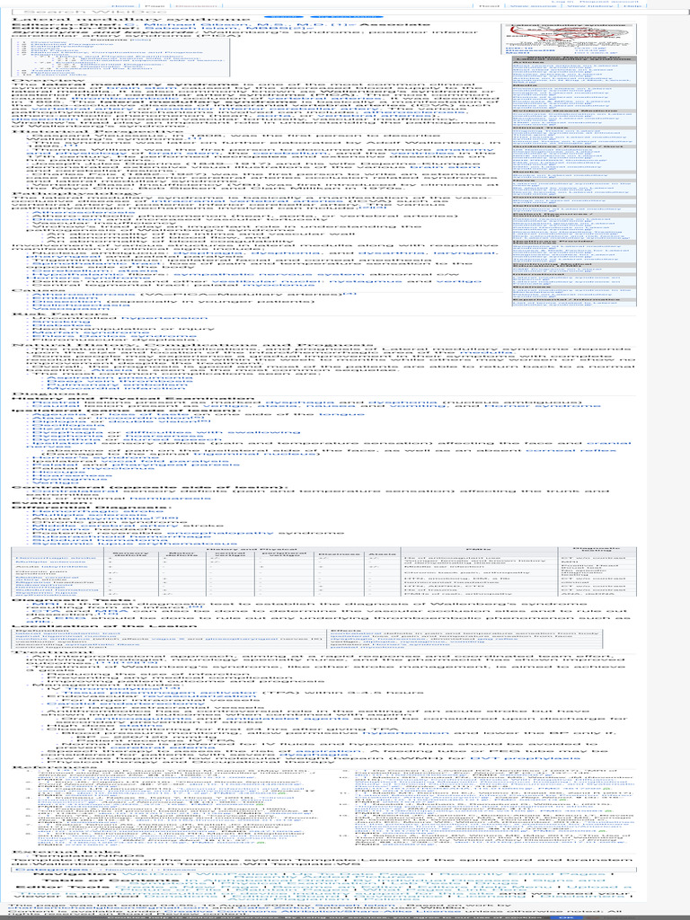 Lateral Medullary Syndrome - Wikidoc | PDF | Vertigo | Stroke