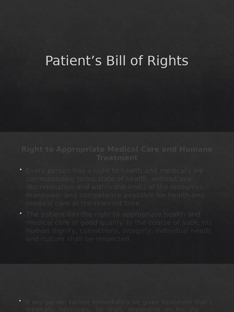 Patient's Bill of Rights Overview | PDF | Health Care | Informed Consent