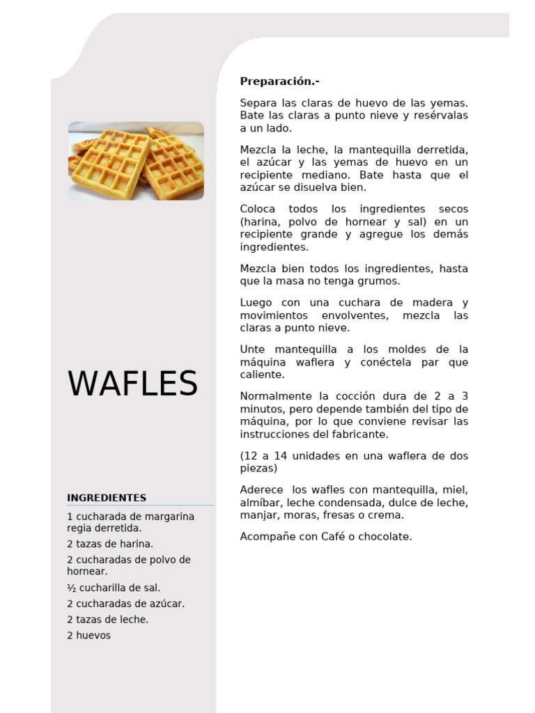Receta fácil de wafles esponjosos | PDF