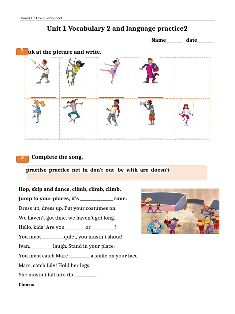 Power Up Level 3 Vocabulary Worksheet | PDF