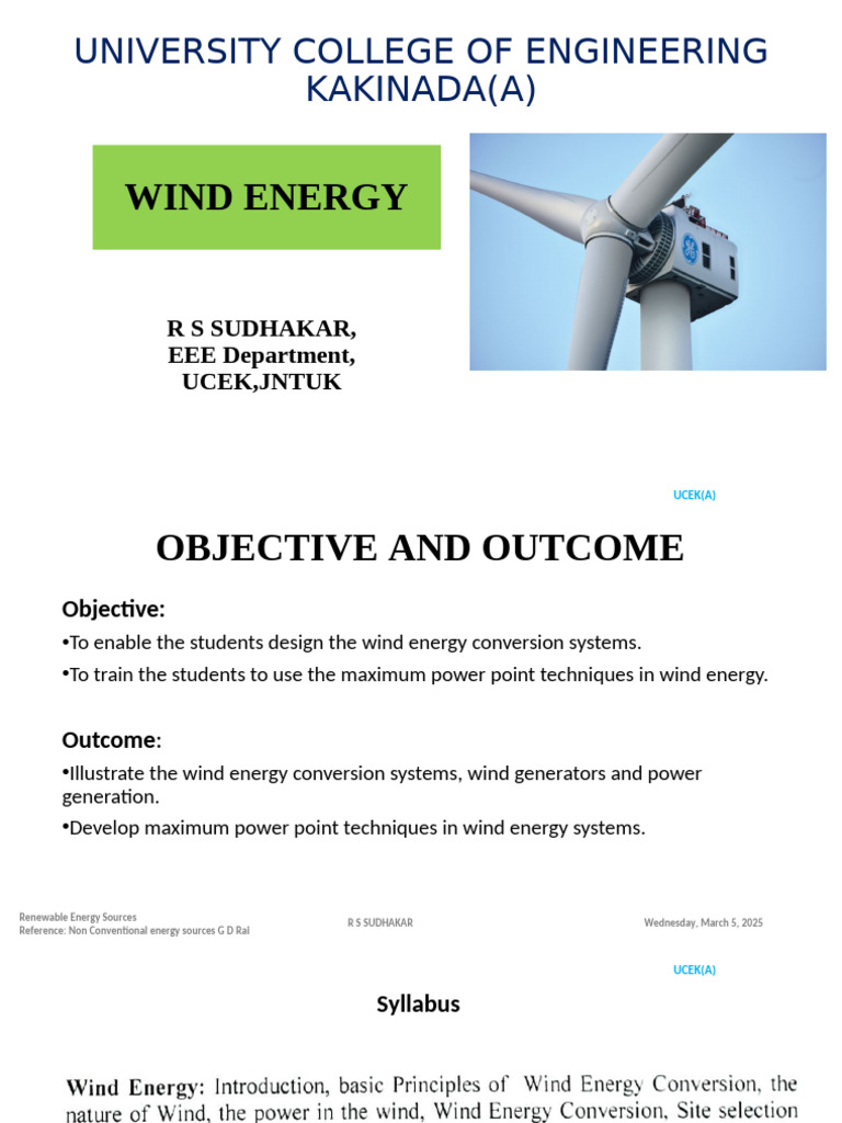 RES - UNIT - 2 - Wind Energy | PDF | Wind Turbine | Turbine