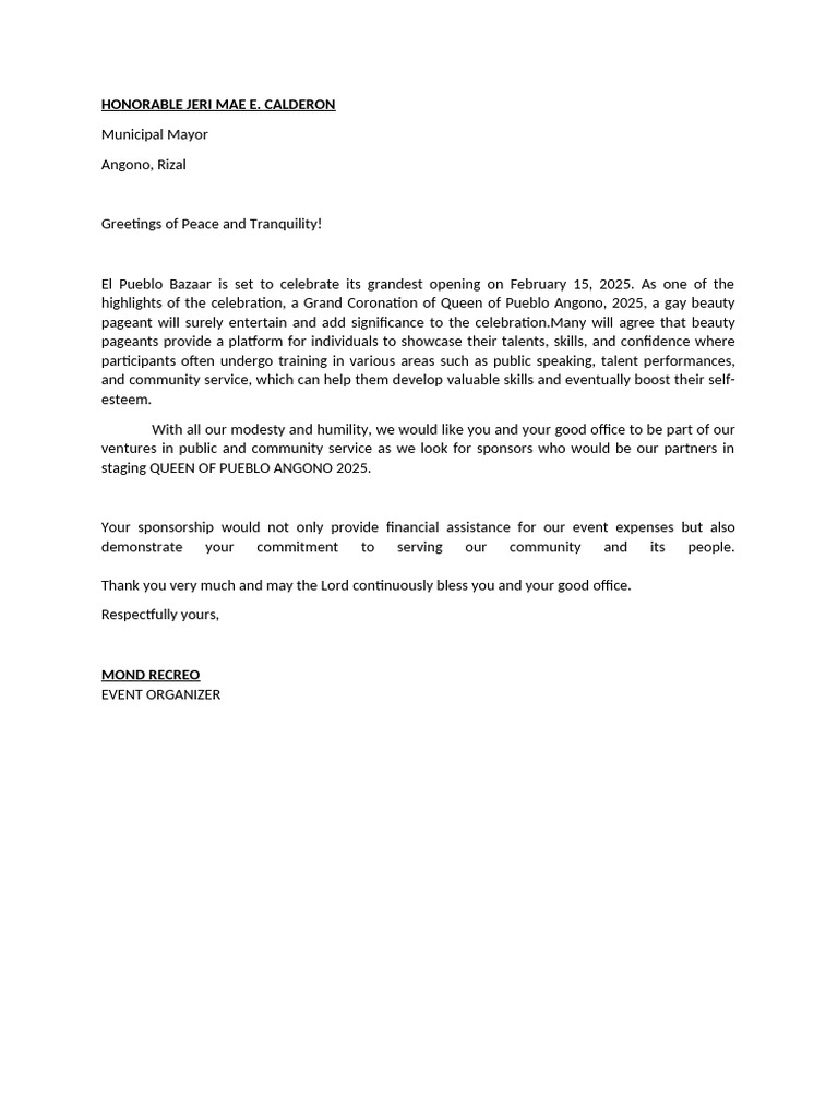 letter for mayora and mayor vice | PDF