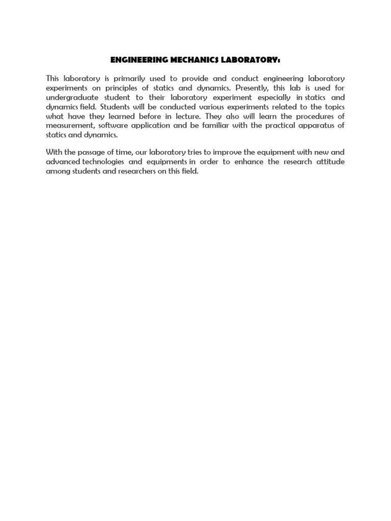 Engineering Mechanics Lab | PDF