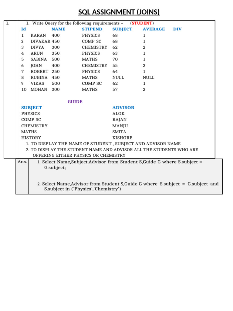 SQL Queries for Joins and Data Retrieval | PDF | Data Management Software | Information ...
