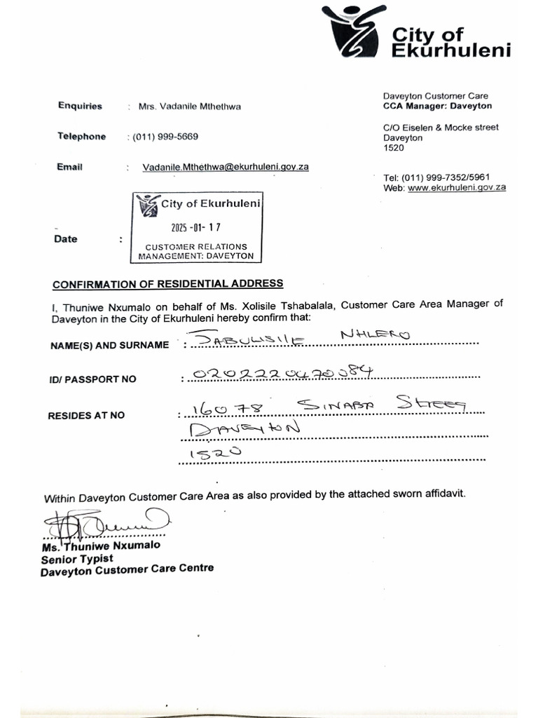 Proof of Residence | PDF