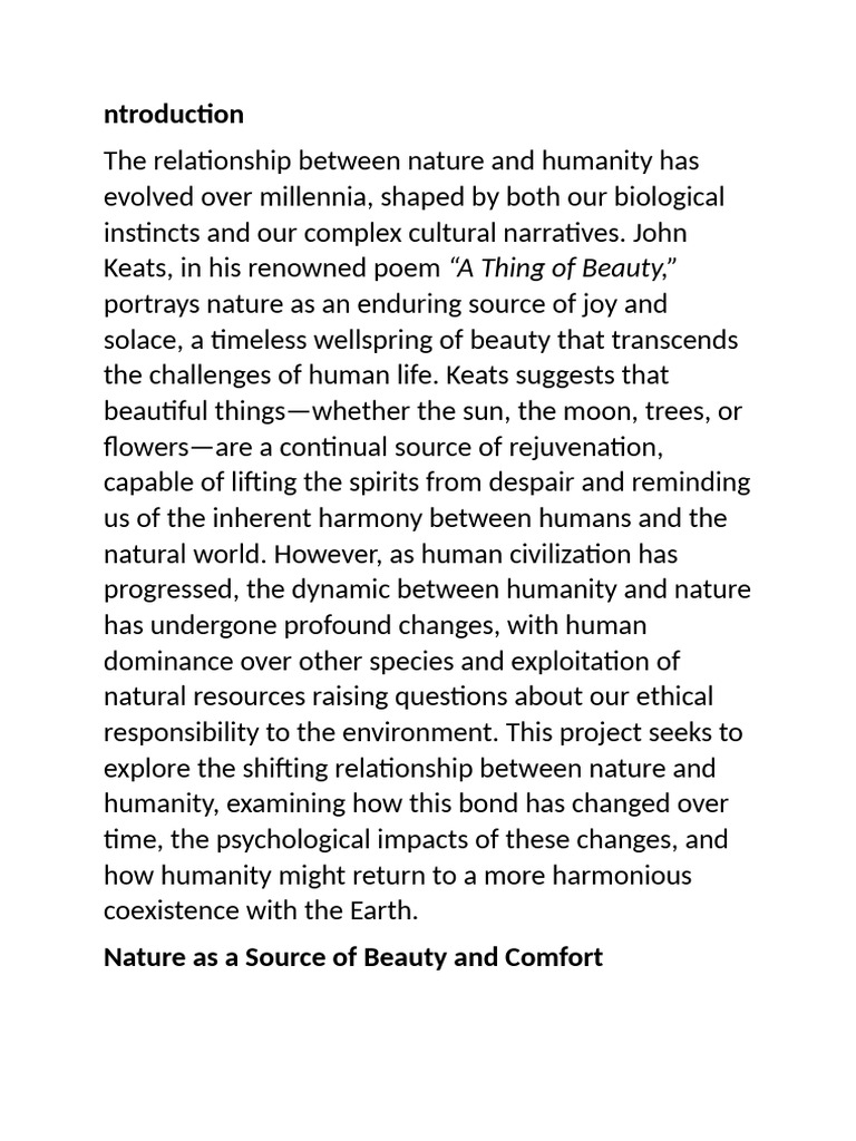 Human-Nature Relationship Evolution | PDF | Nature | Agriculture