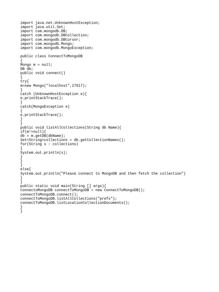 Connect to MongoDB and List Collections | PDF