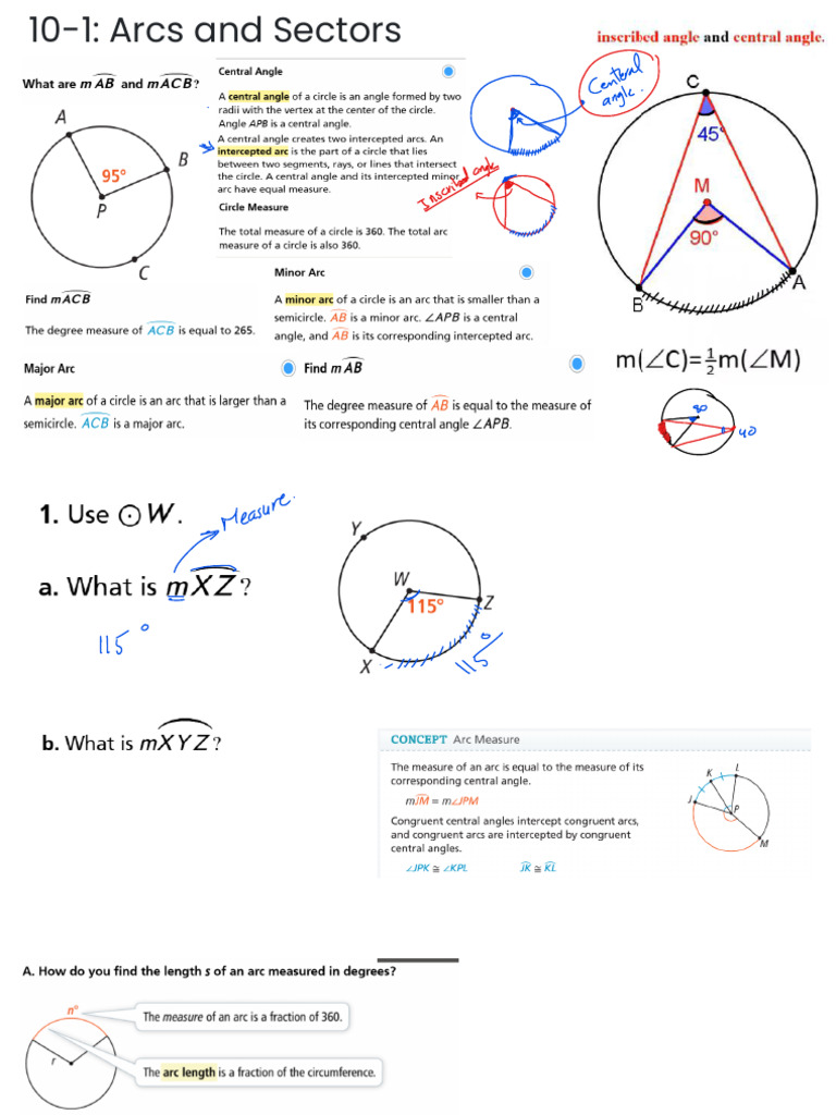 10 - 1 Arcs and Sectors | PDF