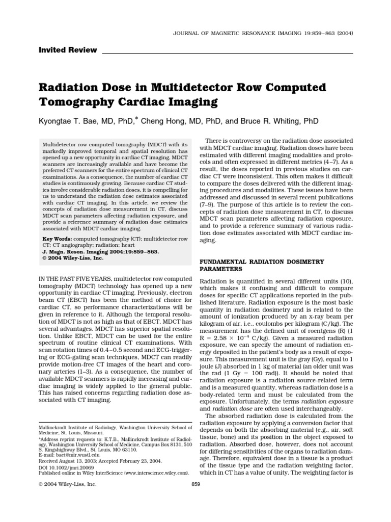 Magnetic Resonance Imaging - 2004 - Bae - Radiation dose in ...