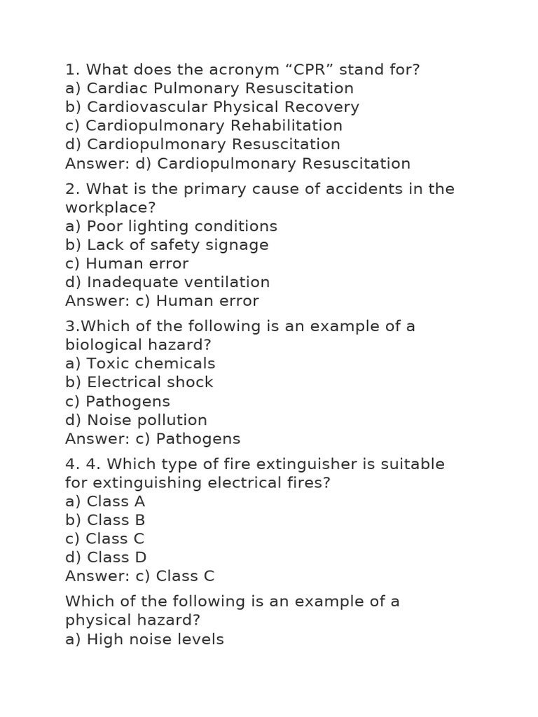 Quiz Safety 2025 | PDF