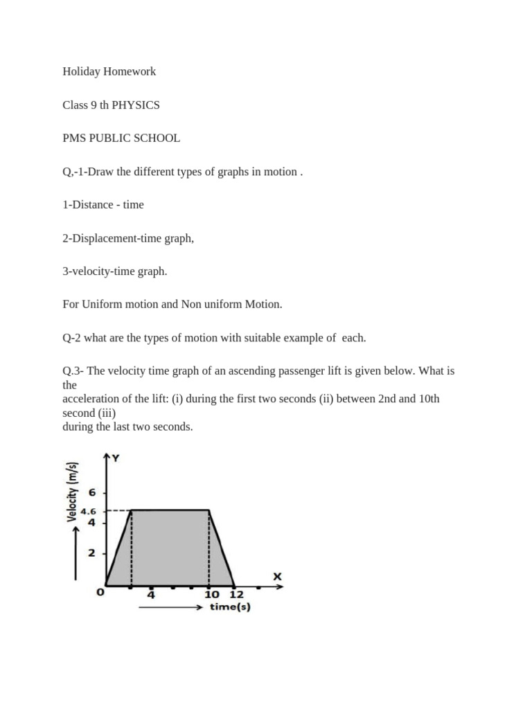 Holiday Homework Physics Class9th | PDF