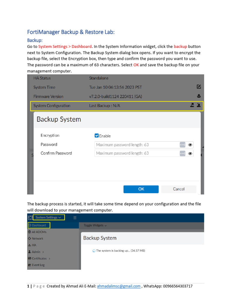 29-FortiManager Backup Lab | PDF