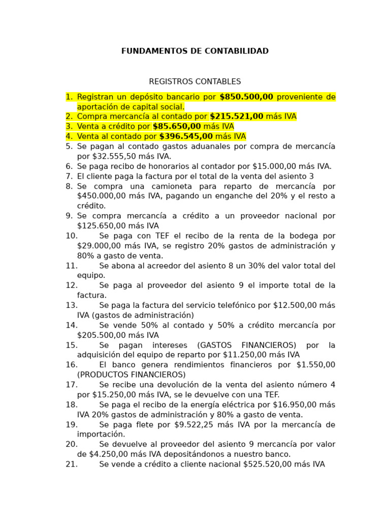 Asientos Contables | PDF