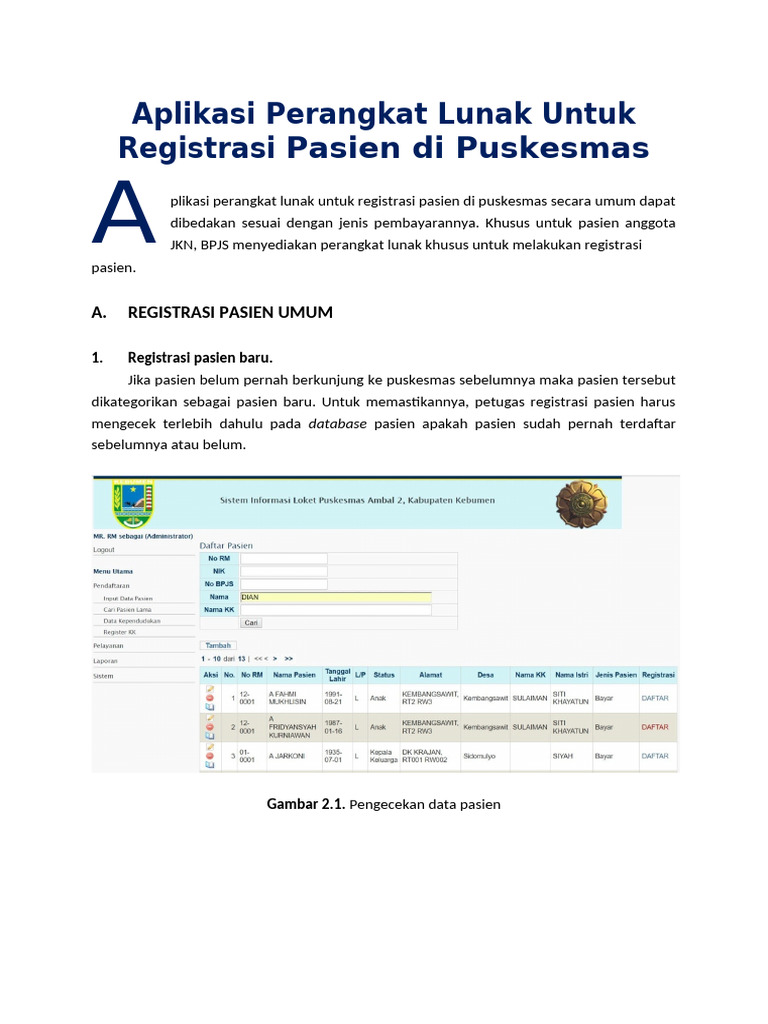 Aplikasi Registrasi Pasien Puskesmas | PDF