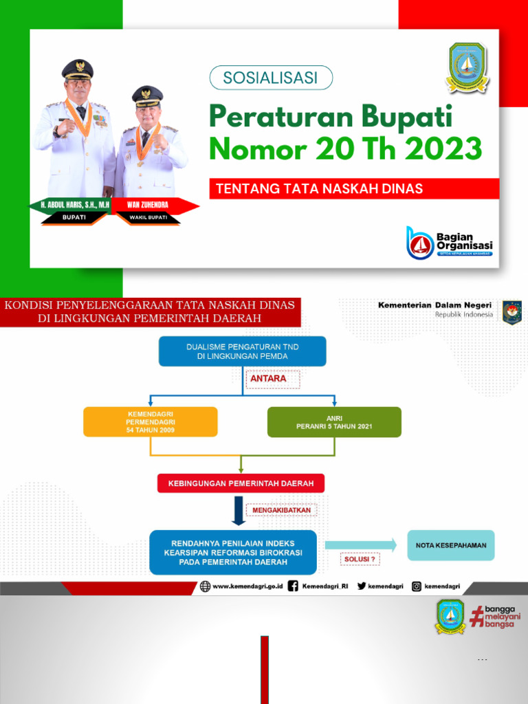 Sosialisasi Perbup No 20 TH 2023 Tentang Tata Naskah Dinas | PDF