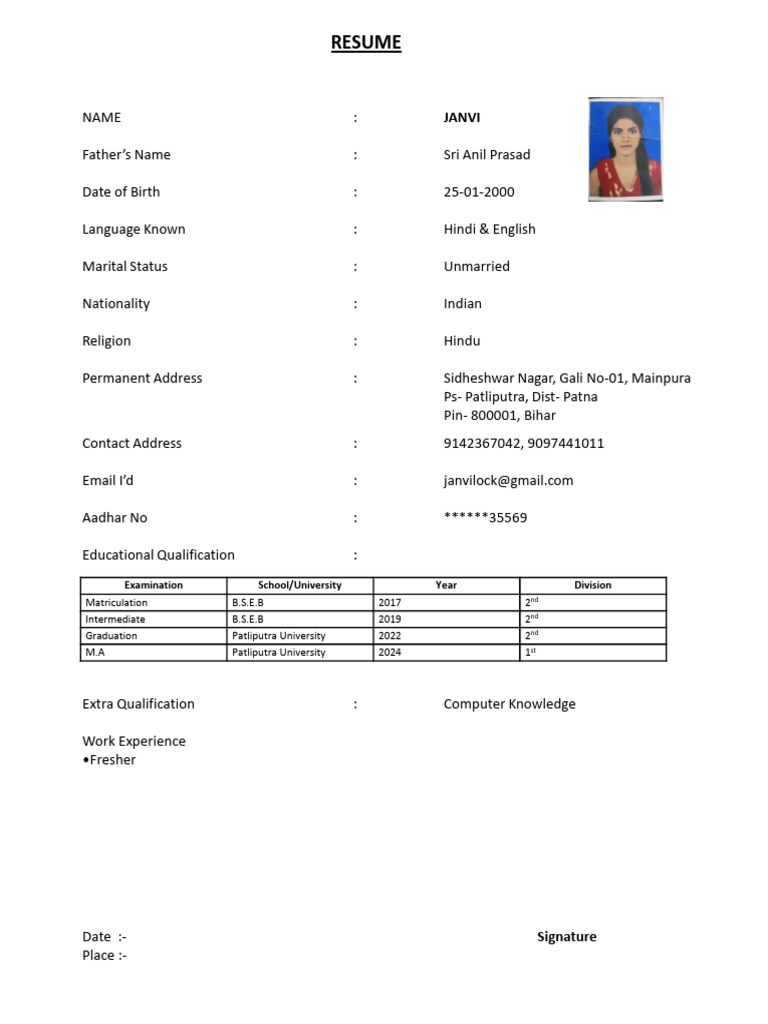 Resume: Janvi | PDF