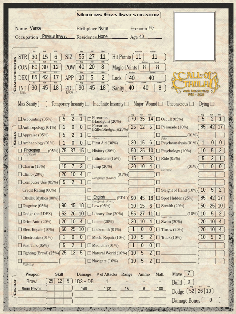 CoC7_PC_Sheet_-Vance | PDF