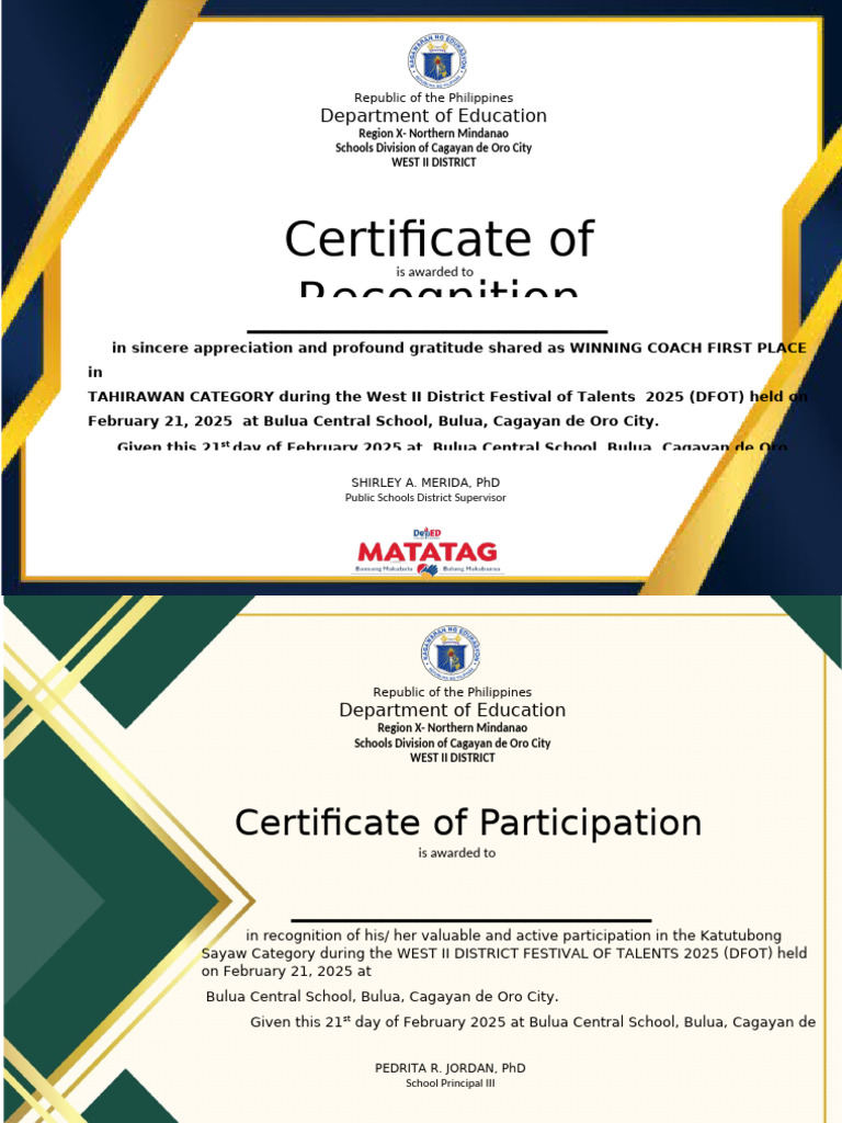 certificates for DFOT | PDF | Philippines