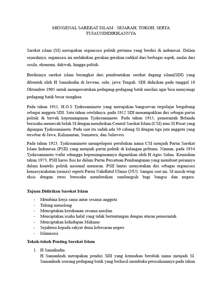 MENGENAL SAREKAT ISLAM | PDF