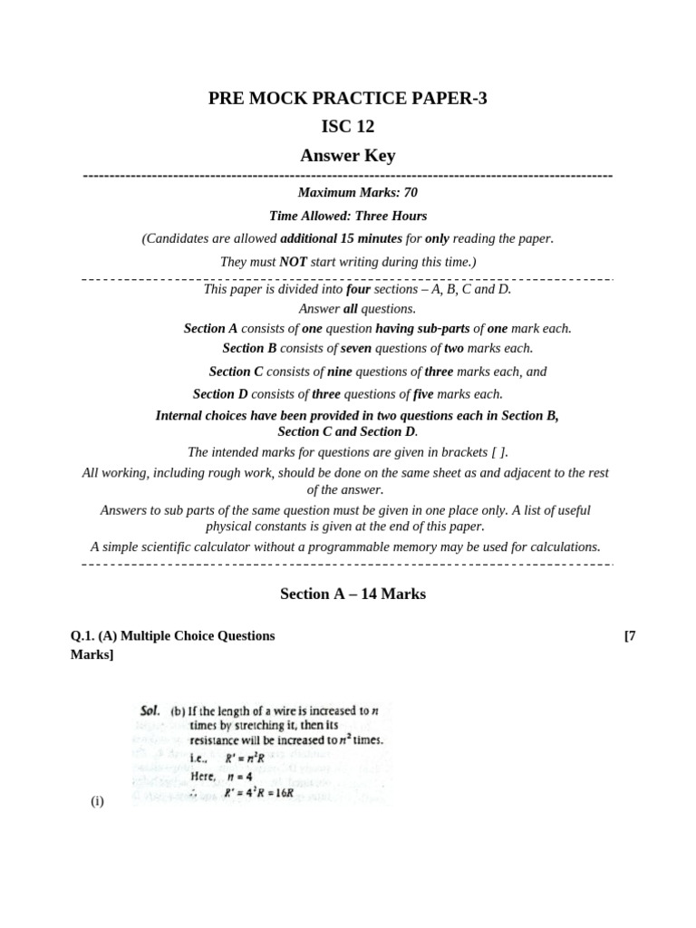 Pre Mock - 3 - Answer key | PDF