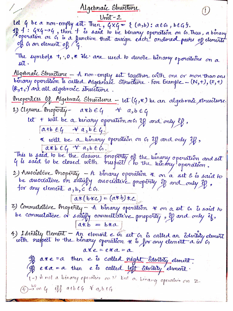 Algebraic Structure(Unit 2)_Handwritten Notes | PDF