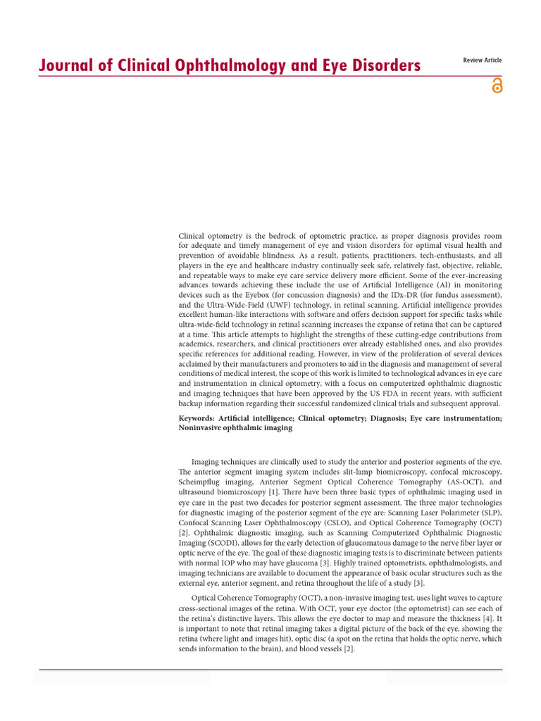 Technological Advances in Eye Careinstrumentation in Clinical Optometry ...