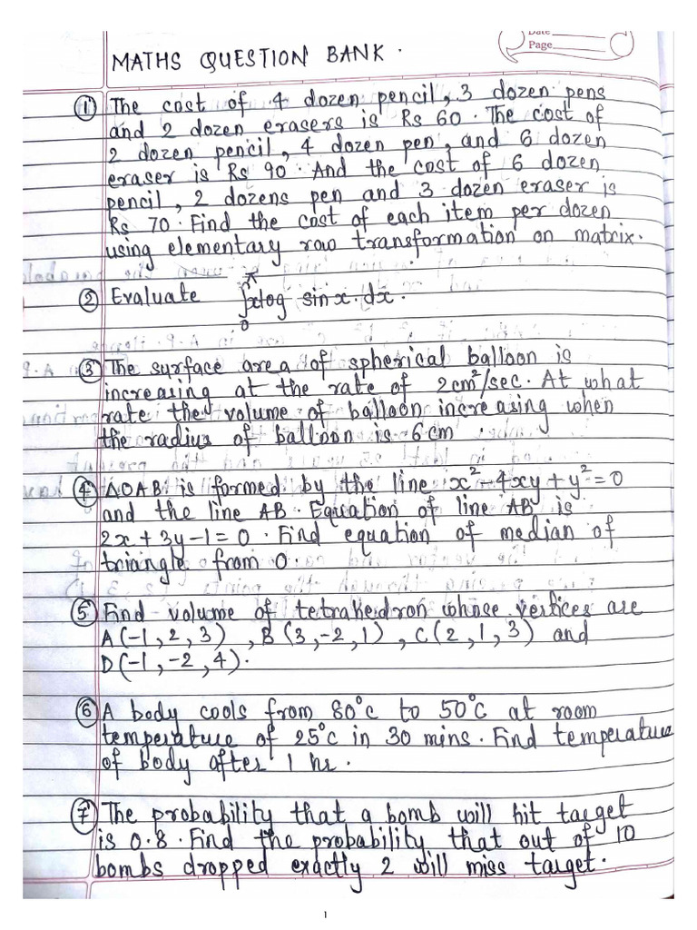 Maths Practical Exam Question Bank | PDF