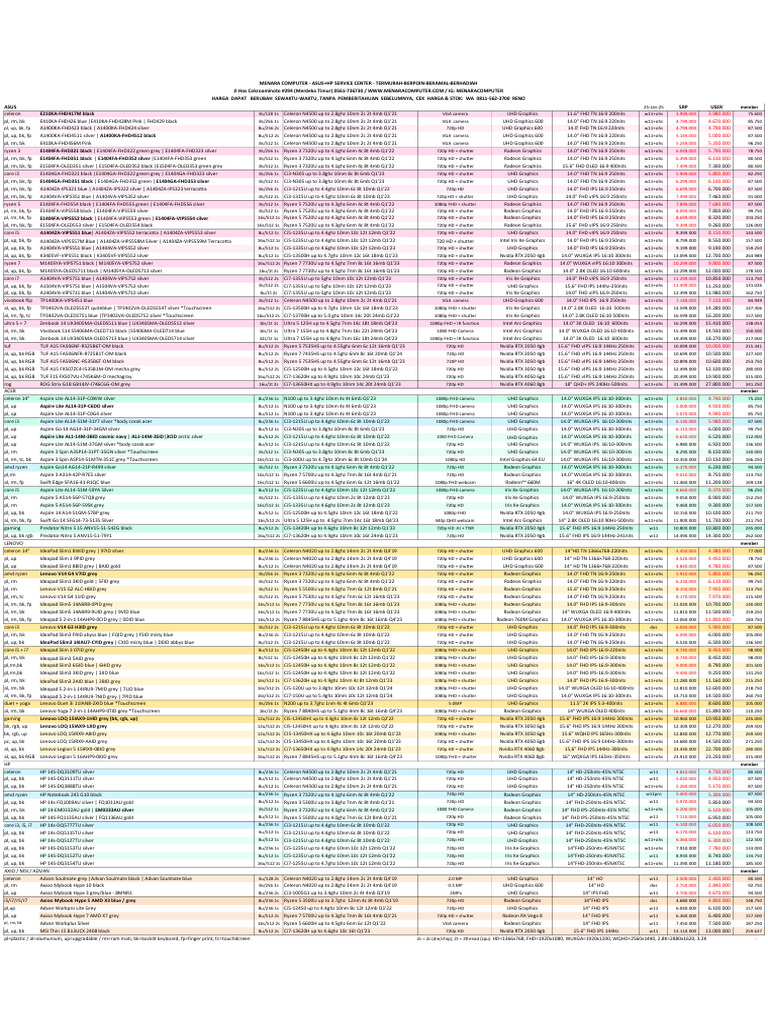 Member Brosur Laptop 250125 | PDF | X86 Architecture | Integrated Circuit