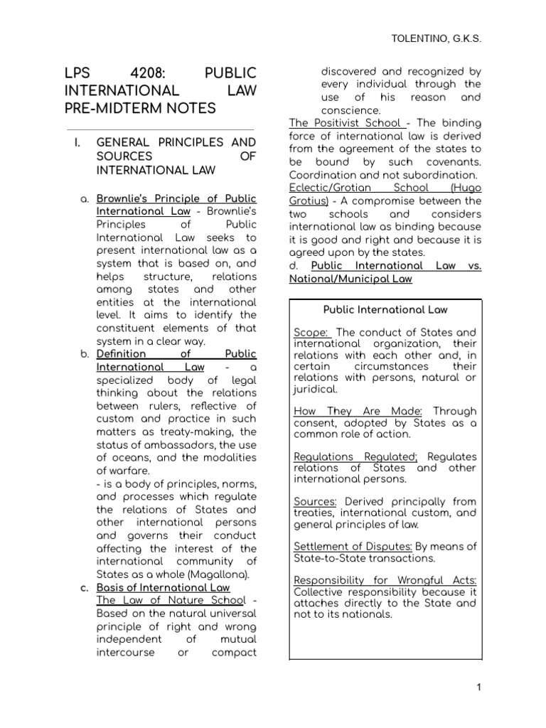 LPS 4208 - Pil Pre-Midterm Notes | PDF | Treaty | International Law