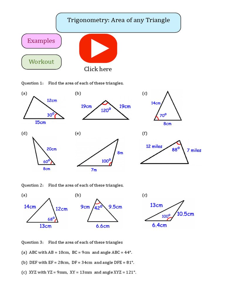 Trig Area of A Triangle pdf1 | PDF | Area | Triangle