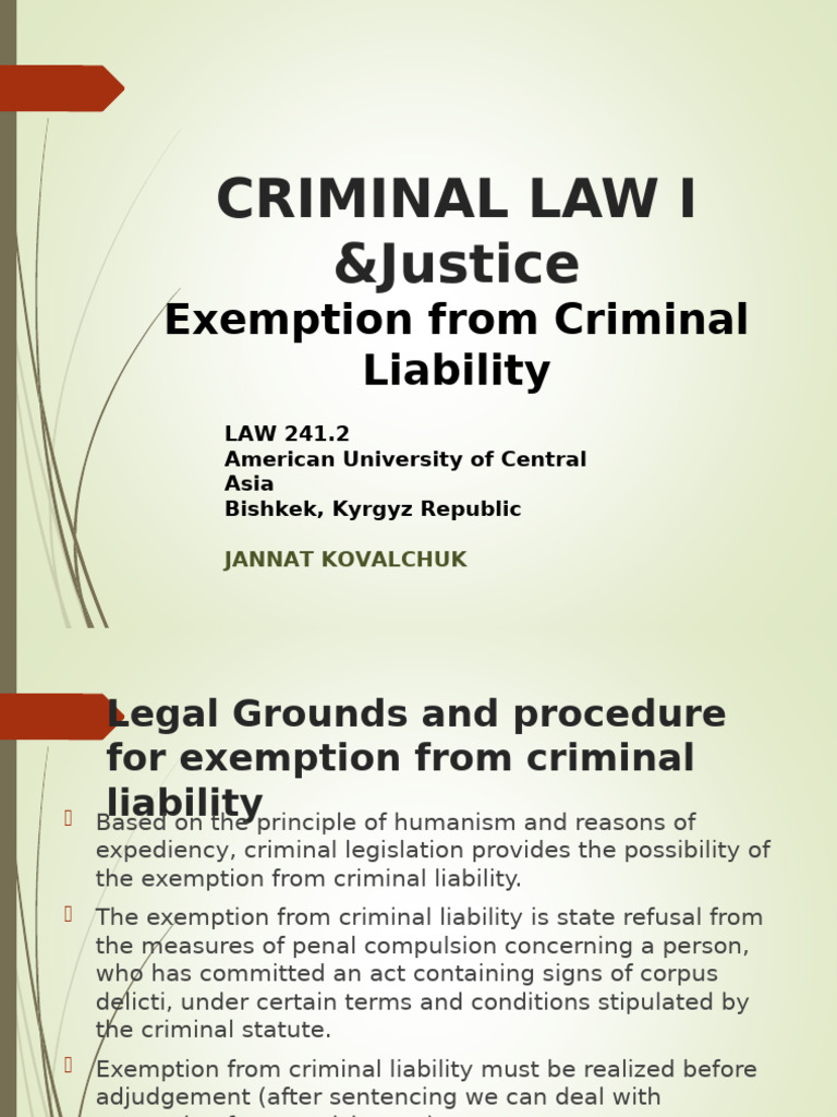 Legal grounds and procedure for exemption from criminal liability | PDF ...