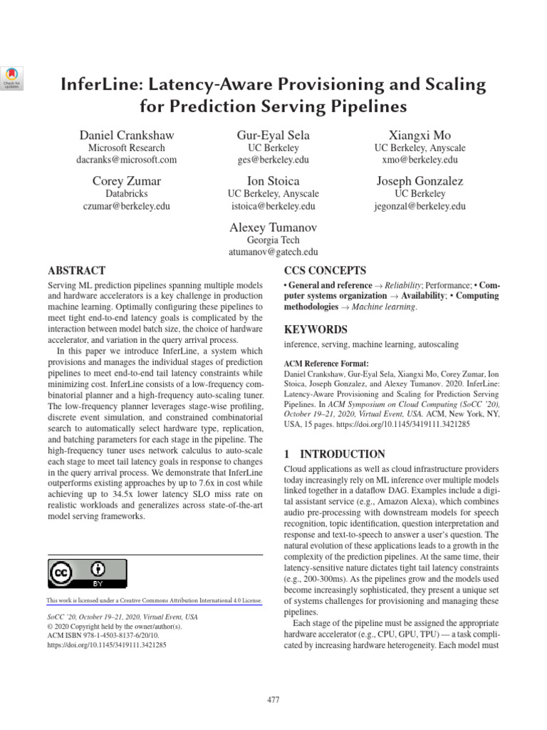 InferLine - Latency-Aware Provisioning and Scaling For Prediction Serving Pipelines | PDF ...