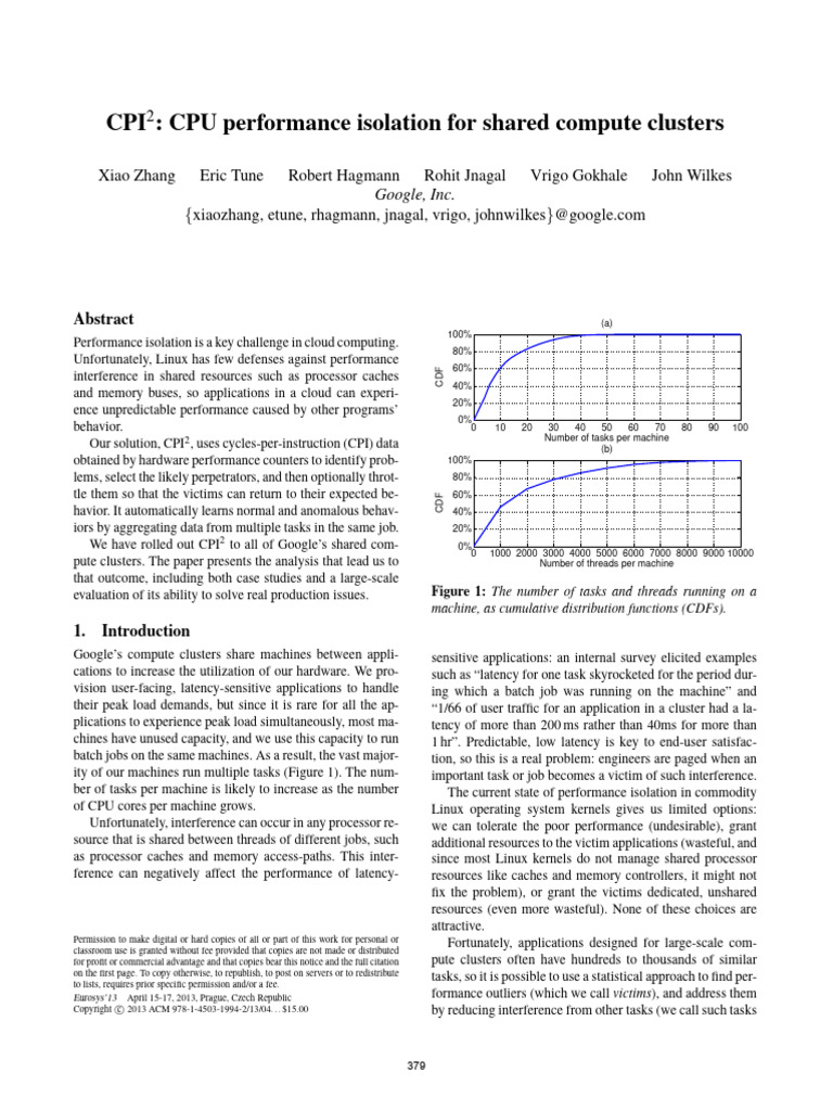 - CPU Performance Isolation for Shared Compute Clusters | PDF | Central ...