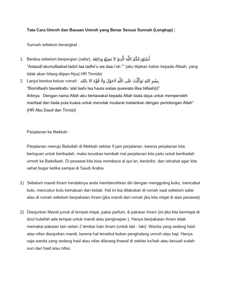 Panduan Umroh Sesuai Sunnah Lengkap | PDF